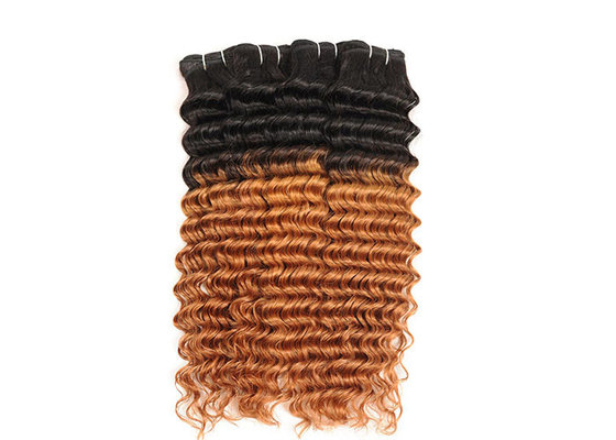 Deep Wave Brazilian Hair 4 Bundles With Closure #1B30 Blonde Hair Weave