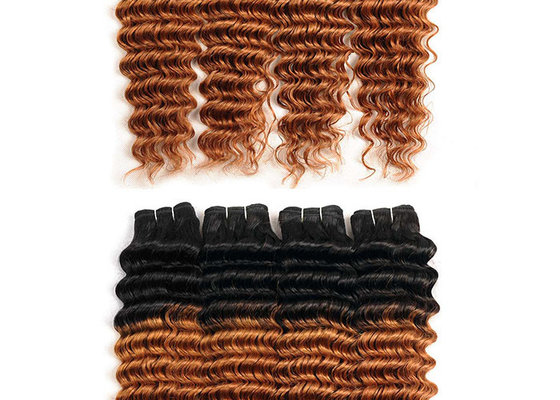 Deep Wave Brazilian Hair 4 Bundles With Closure #1B30 Blonde Hair Weave