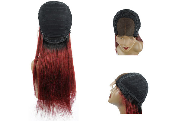 Red T1B/99J 100 Human Hair Lace Front Wigs Straight Long Hair Average Size