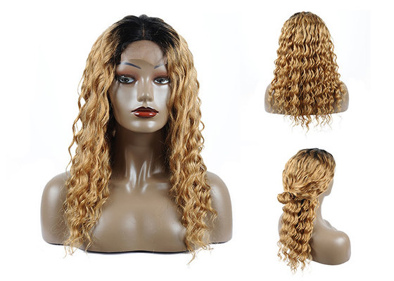 Lace Front Human Hair Wigs Loose Deep Wave Blonde Remy Hair #1B27 Medium Brown