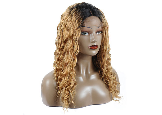 Lace Front Human Hair Wigs Loose Deep Wave Blonde Remy Hair #1B27 Medium Brown