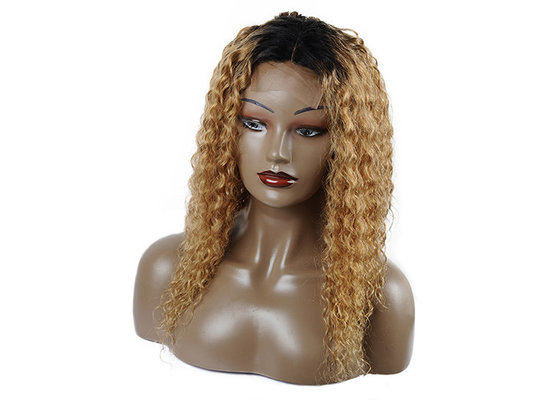 100 Human Hair Water Wave Hair Extension Lace Front Wigs Blonde #1B27 4*4 Remy Hair