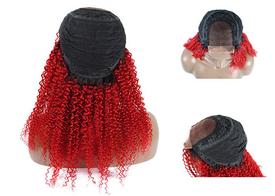 T1B lucky-red Lace Front Kinky Curly Hair Weave Human Hair Wigs For Black Women
