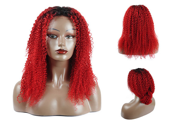 T1B lucky-red Lace Front Kinky Curly Hair Weave Human Hair Wigs For Black Women