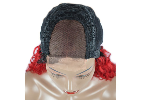 Water Wave Lace Front Wig Human Hair Ombre Colored Lucky-Red  14~32 Inches