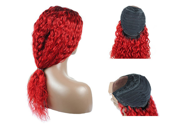 Water Wave Lace Front Wig Human Hair Ombre Colored Lucky-Red  14~32 Inches
