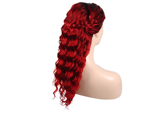 4*4 Lace Closure Lace Front Wigs #1B Red Loose Deep Wave Human Hair For Black Women