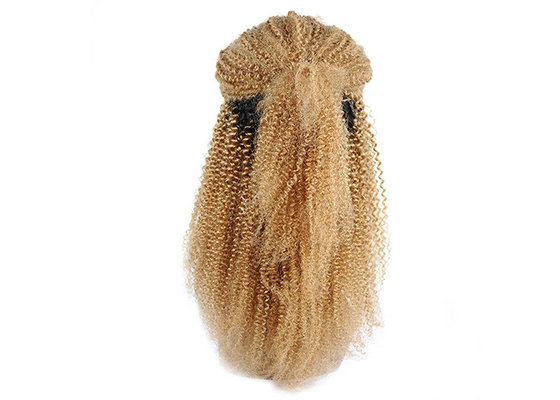 Lace Human Hair Kinky Curly Hair Blonde Lace Front Wig #1B27 Color 4*4 Middle Part