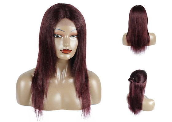 Burgundy Wine Red Color Lace Front Wigs Dark Roots Straight Hair 14-32 Lace Wigs