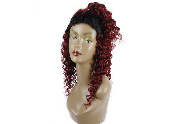 Long Deep Wave Human Hair Lace Front Wigs Color #1B99j Middle/Free Part For African
