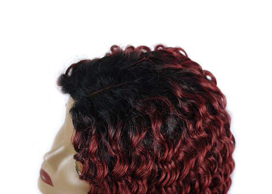 Long Deep Wave Human Hair Lace Front Wigs Color #1B99j Middle/Free Part For African