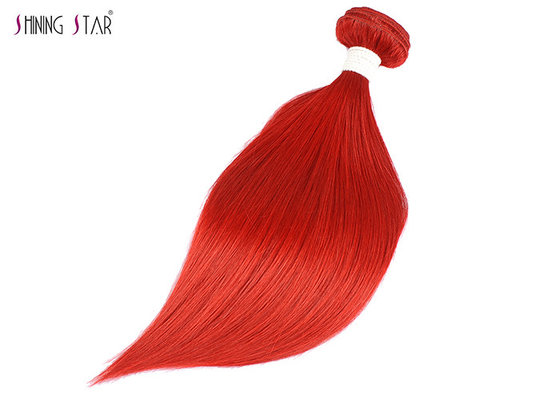 Brazilian Bright Red Straight Hair Bundles With Closure Can Be Dyed / Permed