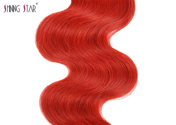 Vivid Red Wet Brazilian Human Hair Bundles With Closure For Women