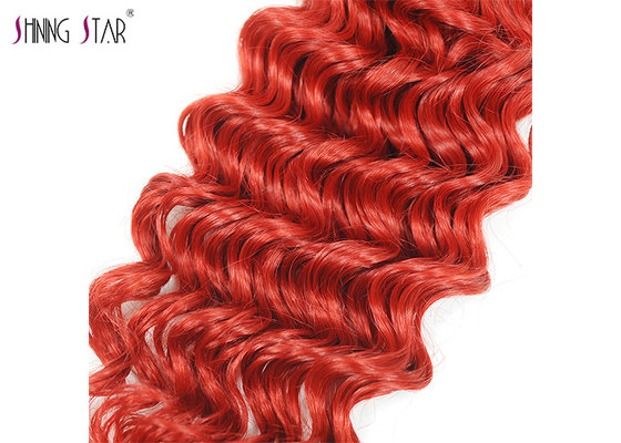 Deep Wave Human Hair Bundles With Closure 99J Curly Weave Red Color