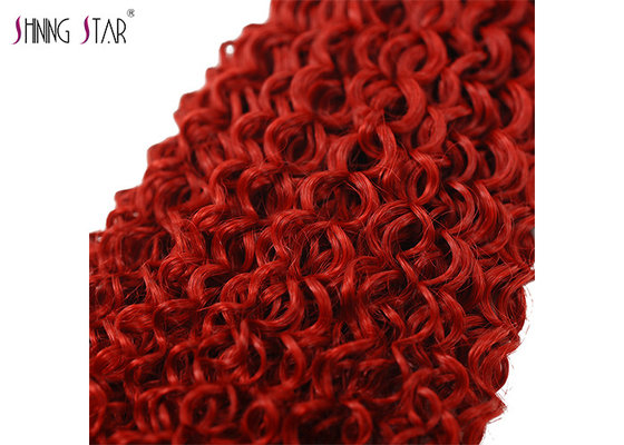Red Brazilian Kinky Curly Human Hair Bundles Extension With Closure
