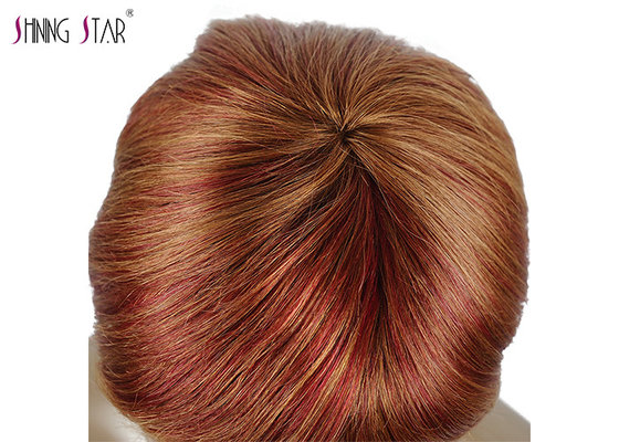 Red Colored Short Bob Wigs With Bangs Straight Human Hair Lace Front Wig