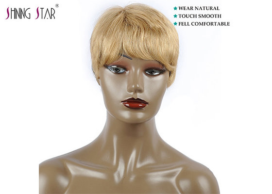 Straight Short Hair Wigs Colored 1B 27 30 Blonde Human Hair Wigs With Bang