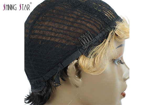 Straight Short Hair Wigs Colored 1B 27 30 Blonde Human Hair Wigs With Bang