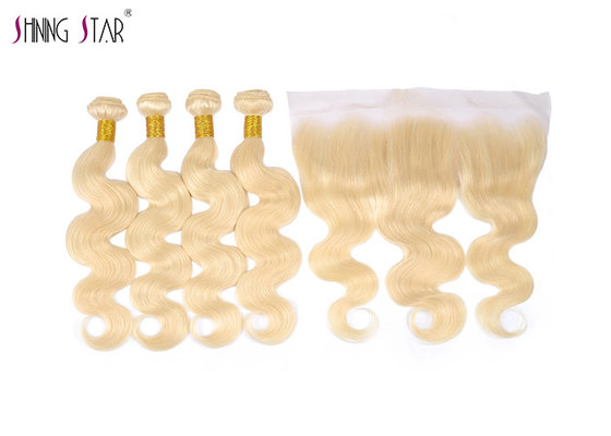 100% Human Hair 613 Body Wave Blonde Bundles With Frontal No Tangle No Shedding