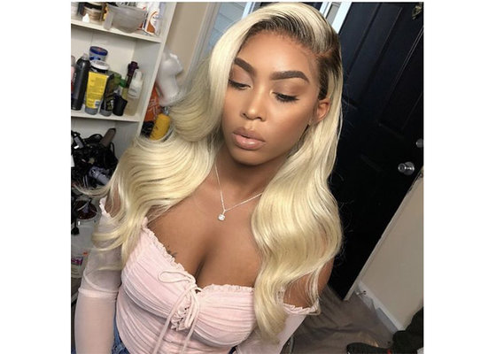 1B 613 Honey Blonde Bundles With Closure Dark Roots Body Wave Colored Bundles