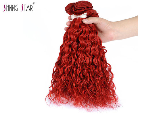 Red Burgundy Brazilian Water Wave Hair Extensions With Closure Curly Weaves No Tangle