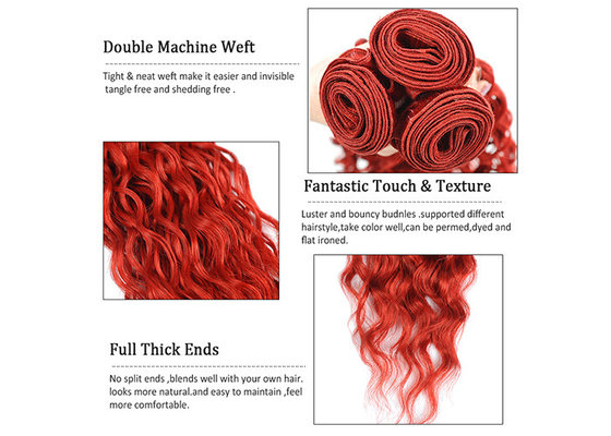 Red Burgundy Brazilian Water Wave Hair Extensions With Closure Curly Weaves No Tangle