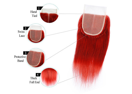 Red Brazilian Straight Hair Bundles With Closure Colored 99J Burgundy Bundles