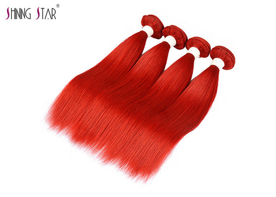 Red Brazilian Straight Hair Bundles With Closure Colored 99J Burgundy Bundles