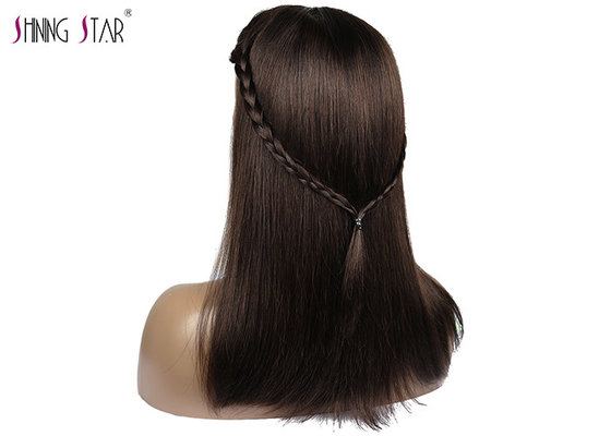 #2 Dark Brown Human Straight Lace Front Wigs / Women Brazilian U Part Wigs