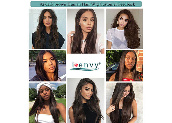 #2 Dark Brown Human Straight Lace Front Wigs / Women Brazilian U Part Wigs