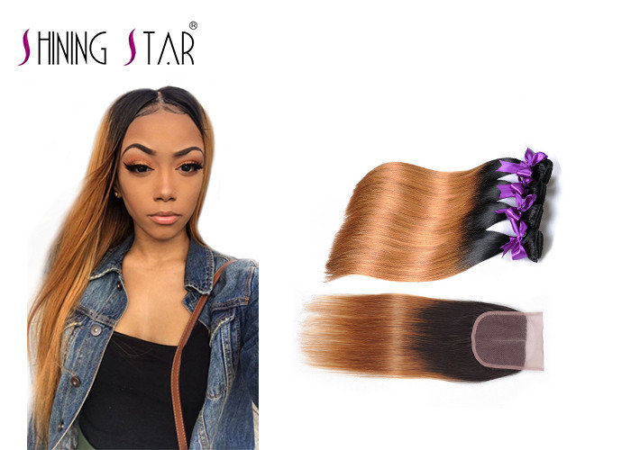 No Lices 4 Pcs Colored Malaysian Hair Bundles For Girls 1B30 Ombre Blonde