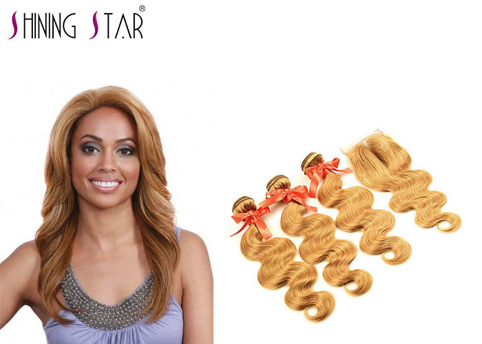 Blonde Body Wave Bundles With Closure 27 Color Brazilian 3 Bundles With Closure