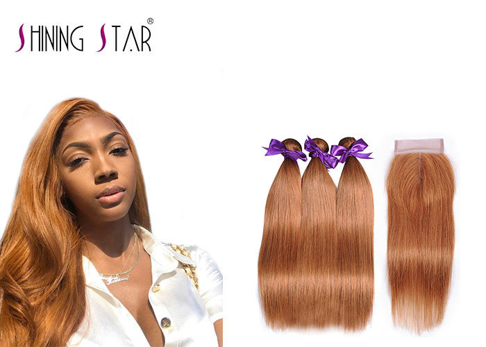 Gold Blonde 100% Peruvian Straight Hair Bundles Colored 30 Double Weft Cheap