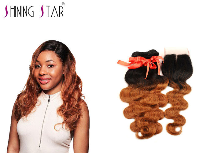 Body Wave Hair Extensions Human Hair 3 Bundles With Closure Color #1B30