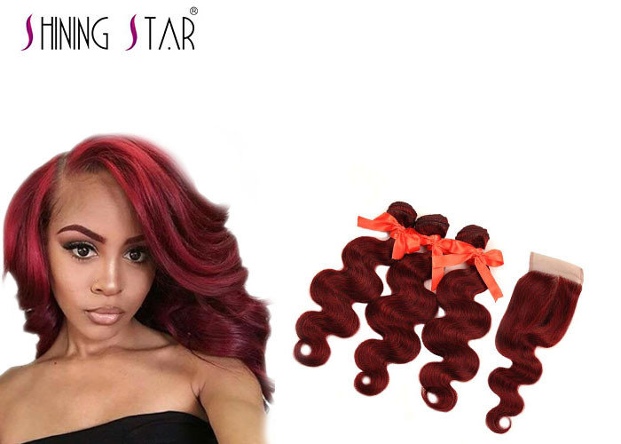 Healthy Remy Indian Hair Bundles With Lace Closure 4 Bundles Full Thick Ends