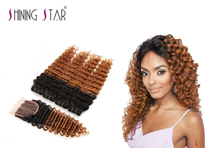 Beautiful 4 Bundles Of Brazilian Deep Wave / 1B30 Deep Wave Bundles With Closure
