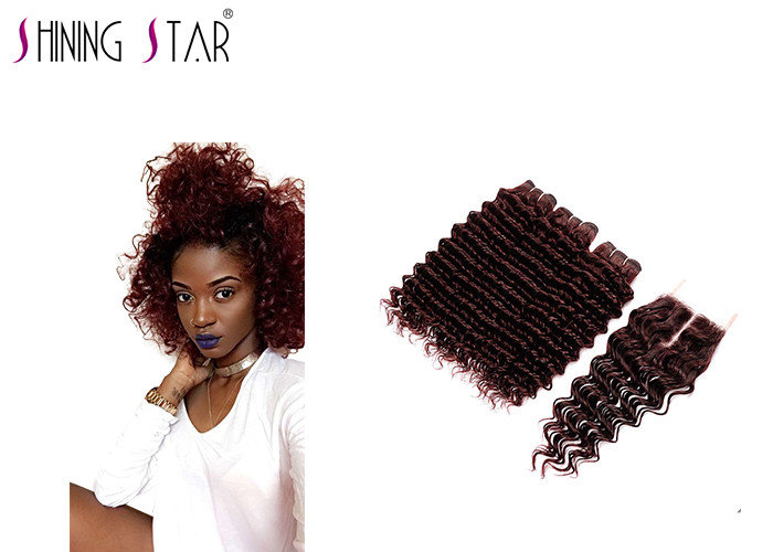 Deep Wave Unprocessed Malaysian Hair Bundles Red Remy For Girls No Tangle