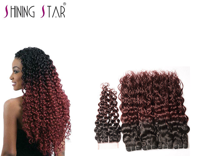 Water Wave #1BBug Color 100% Human Hair For 4 Bundles With Closure