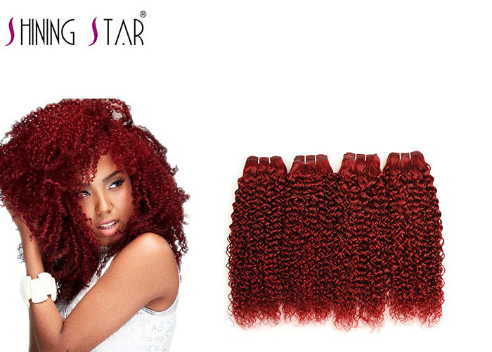Colored Short Curly Hair Extensions , Kinky Curl Brazilian Curly Weave