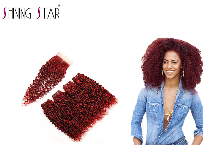 No Shedding Red Peruvian Hair Bundles Can Be Dyed JC Curly Hair Weft
