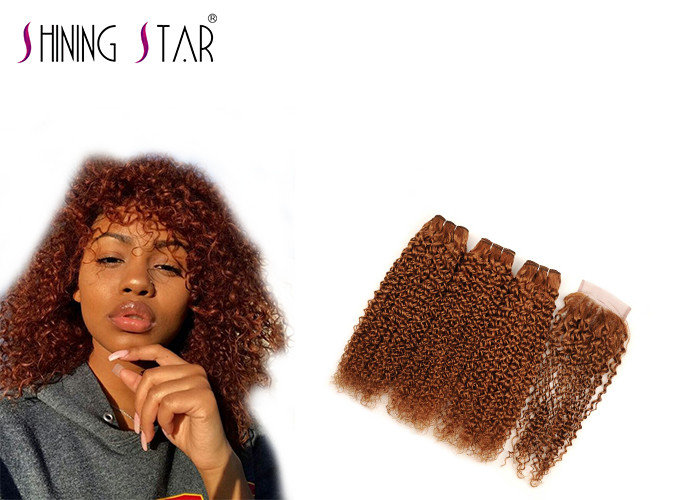 Curly Human Hair Extensions Gold Blonde Color 30 Kinky Curl Human Hair Weave