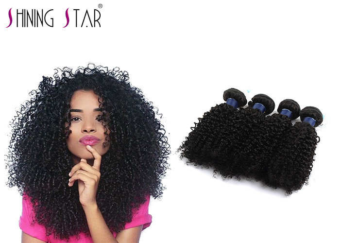 100 Remy Hair Natural Color Kinky Curly Hair Weave 4 Bundles