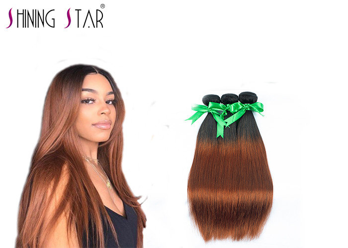 Long Human Hair 3 Boudles Straight Hair Weave Dark Roots Non Remy Color #1B33