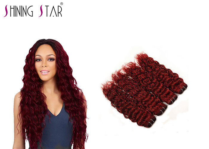 Human Hair Water Wave Crochet Braids Weave 4 Bundles #99J Red Curly Extensions