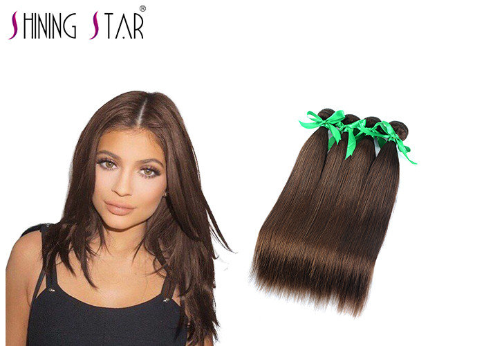 Brazilian Straight Hair Bundles With Closure Brown Color No Bad Smell