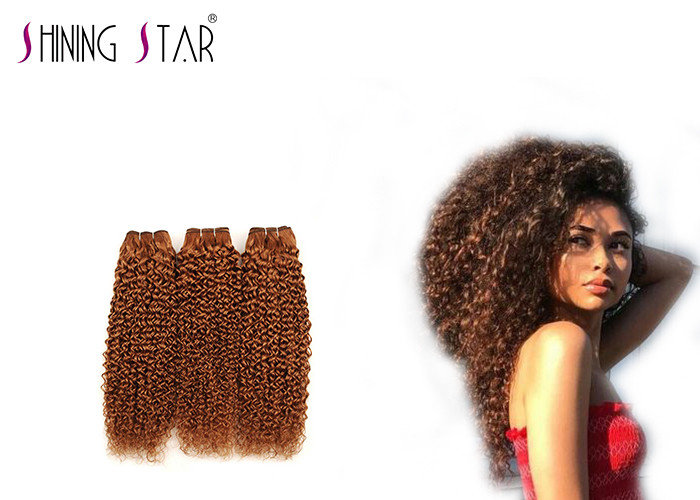 Brazilian Hair Bundles Hair Extensions Gold Blonde Color #30 Kinky Curly Human Hair Weave