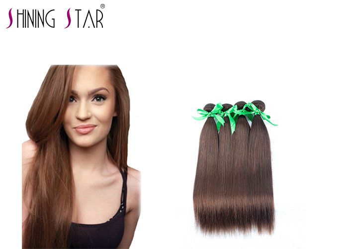 Naturally Stretch the Hair to Straight Peruvian 4 Pcs Hair / Soft Brown #2 Color