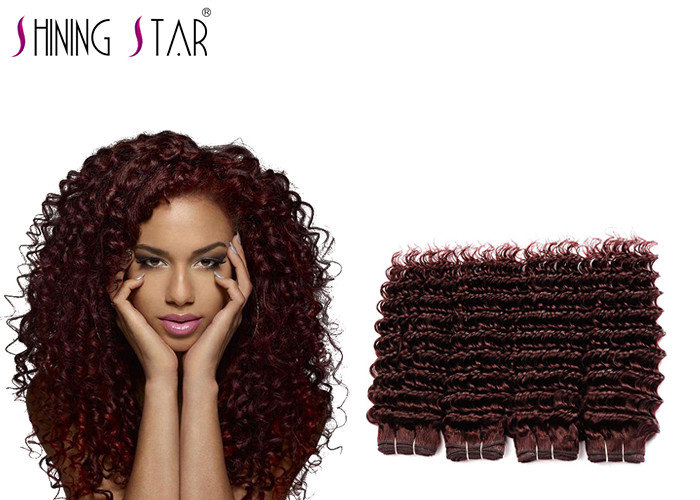 Burgundy Red Unprocessed Deep Wave Hair Bundles For Black Woman 3 PCS Weft
