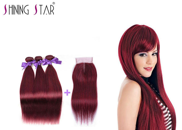 Wear Resistant 100 Human Hair Bundles With Closure Multi Colors Optional