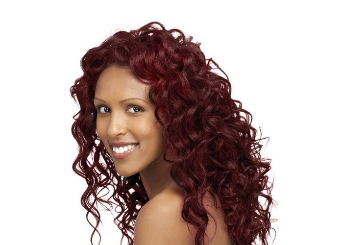 Deep Wave Clip In Hair Extensions Curly Human Hair Weave #99J Red Color